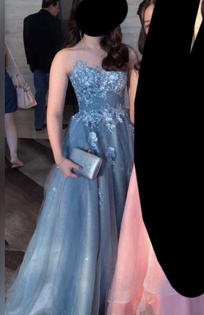 Metallic Blue Debut Gown, Women's Fashion, Dresses & Sets, Evening ...