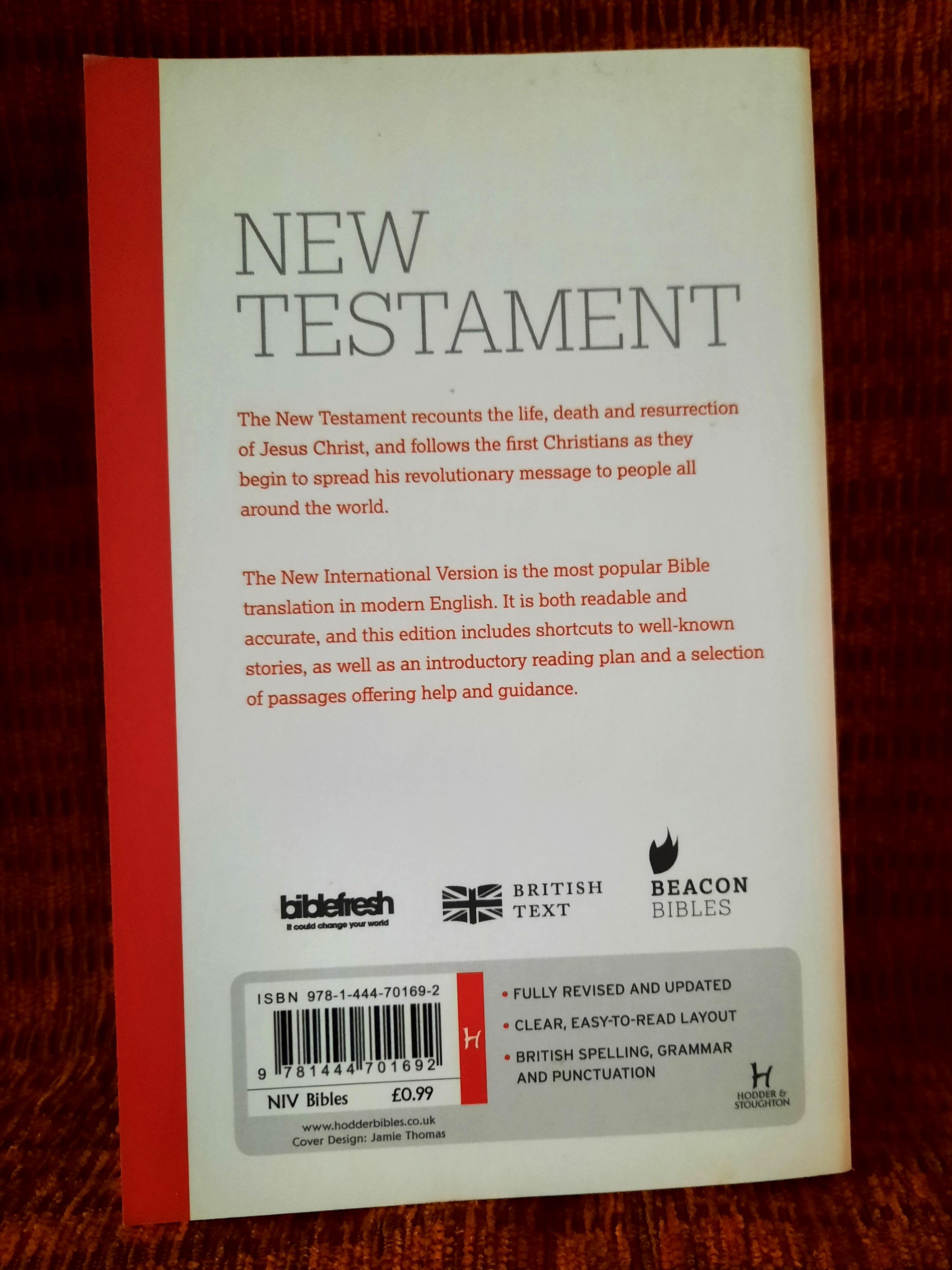 New Testament Bible - NIV, Hobbies & Toys, Books & Magazines, Religion ...