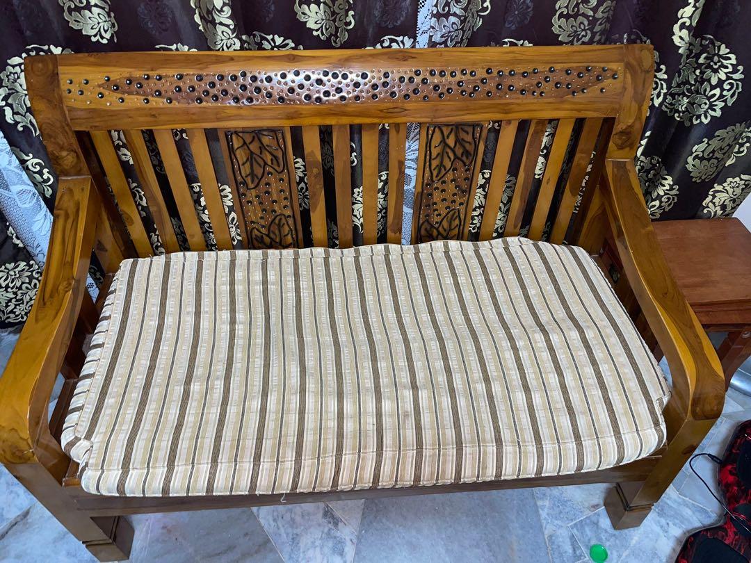 Set sofa kayu jati 7 seater with coffee table / meja kopi, Furniture ...