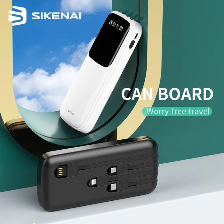 SIKENAI Lightweight 10000MAh Power Bank With Built-In Cable & LED ...