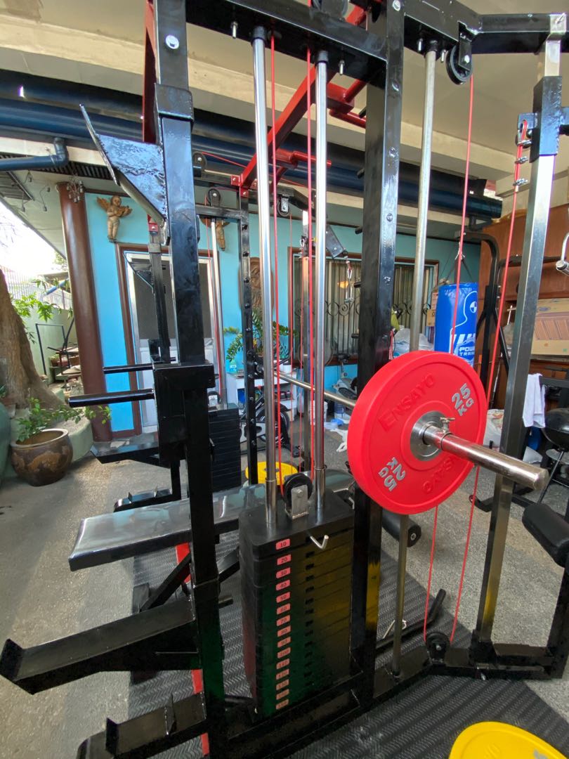 Smith Machine Compact Cross Over with Power Rack, Sports Equipment ...