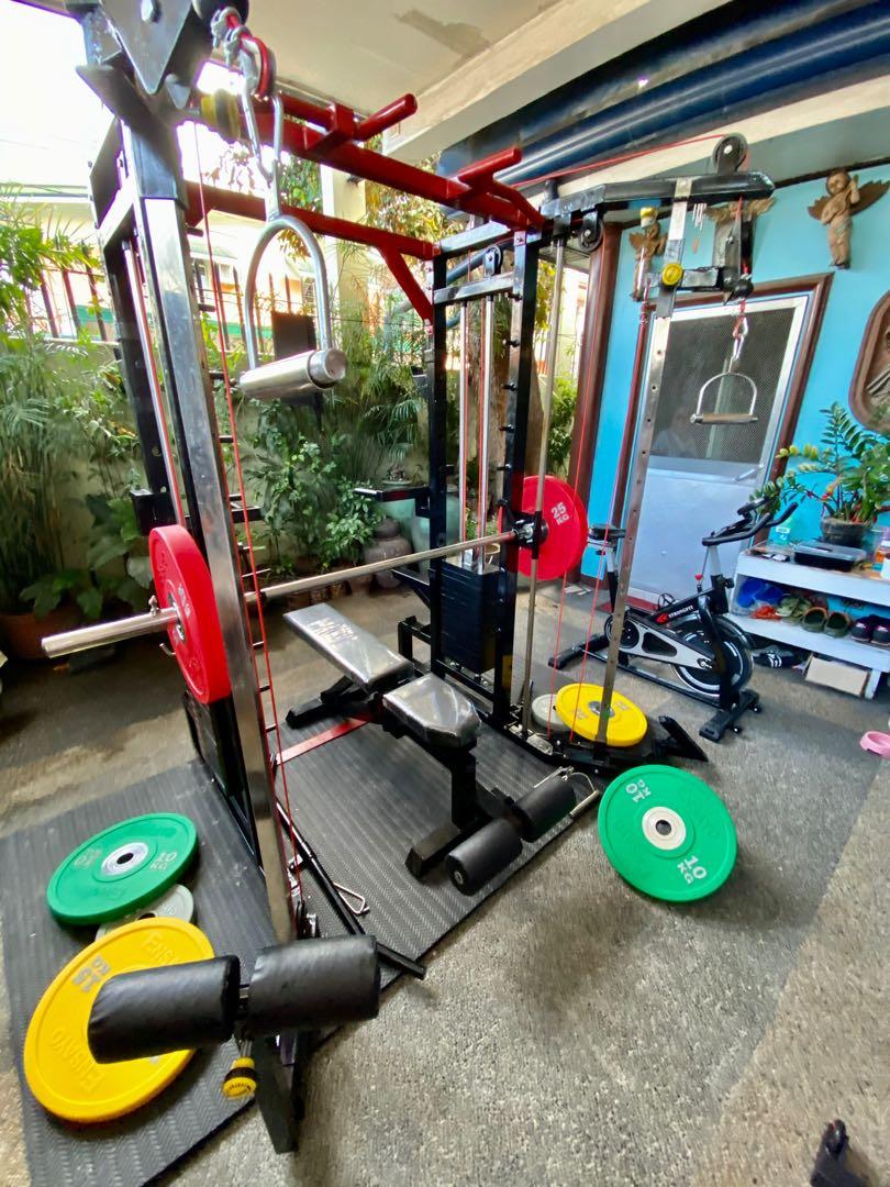 Smith Machine Compact Cross Over with Power Rack, Sports Equipment ...