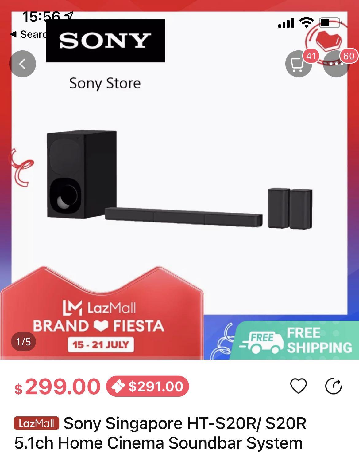 Sony HT-S20R - 5.1ch Home Cinema Soundbar System, Audio, Soundbars ...