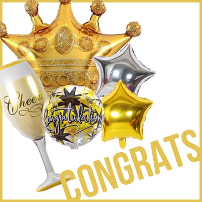 Congratulations Graduate Crown Cheers Stars Gold Silver Foil Balloons ...