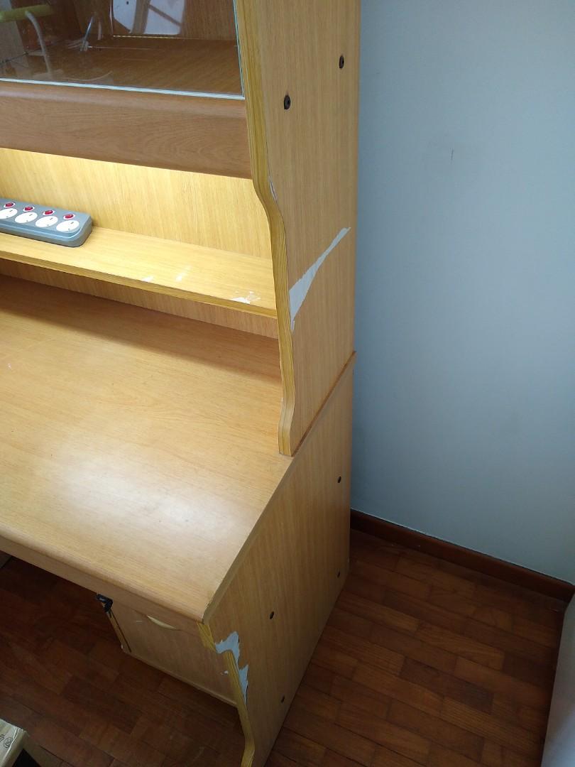 Desk with encased shelves and locking cubby, Furniture & Home Living ...