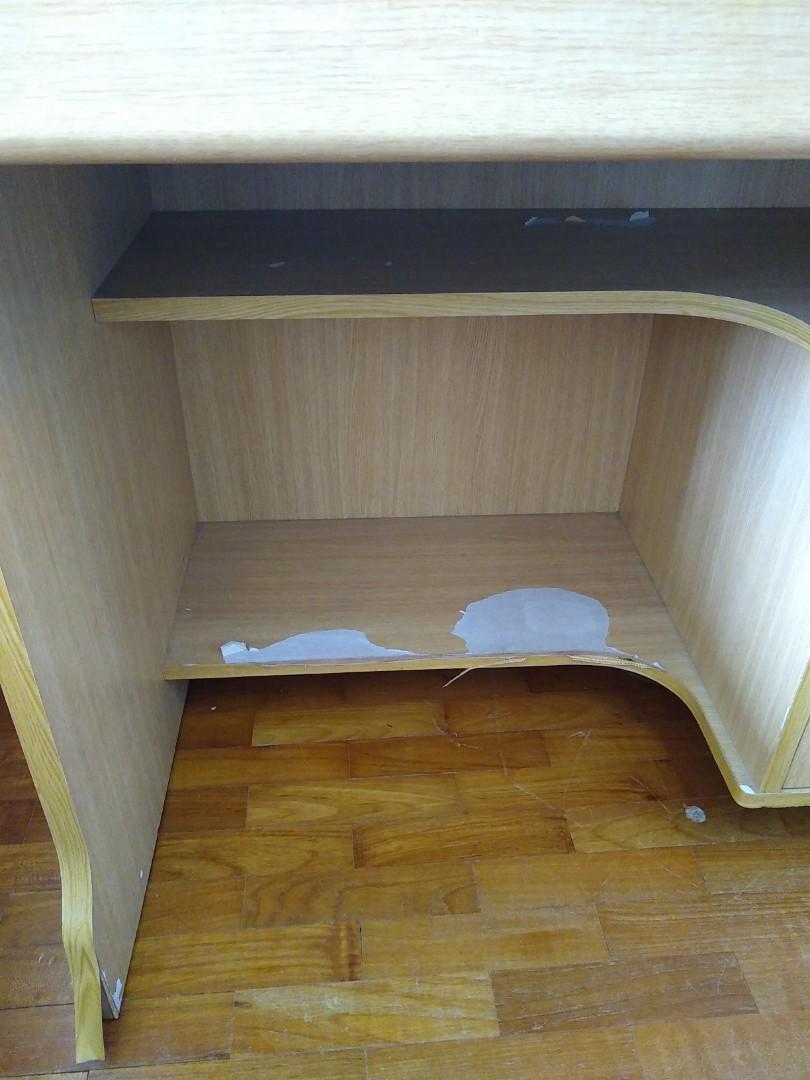 Desk with encased shelves and locking cubby, Furniture & Home Living ...