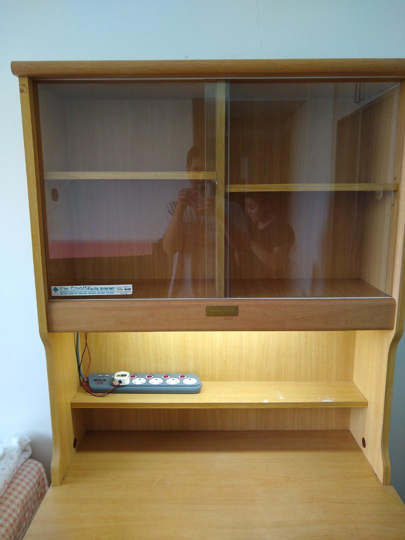 Desk with encased shelves and locking cubby, Furniture & Home Living ...