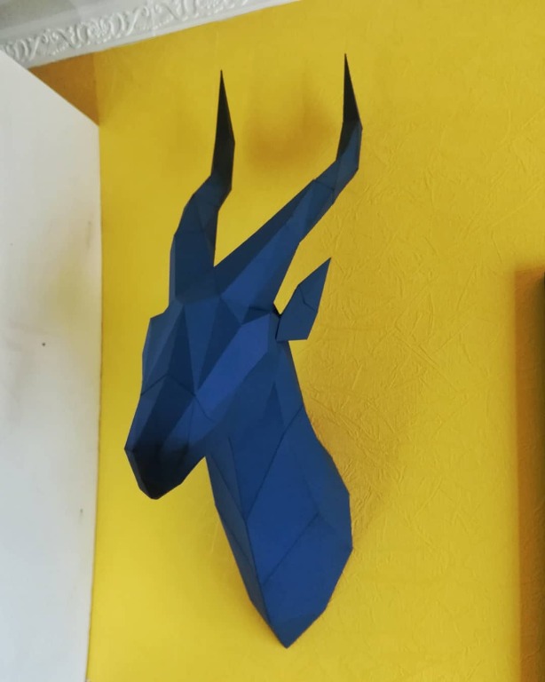 #HargaPadu DIY 3D Papercraft Low Poly Model Kit: Goat Trophy Wall Decor ...