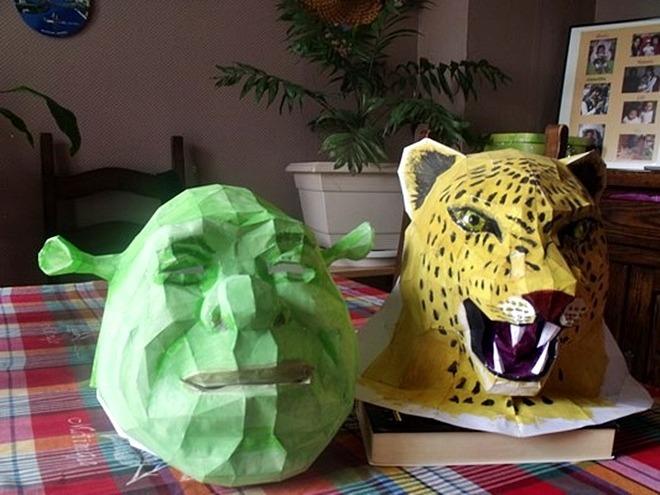 #HargaPadu DIY 3D Papercraft Low Poly Model Kit: Shrek Helmet, Hobbies ...