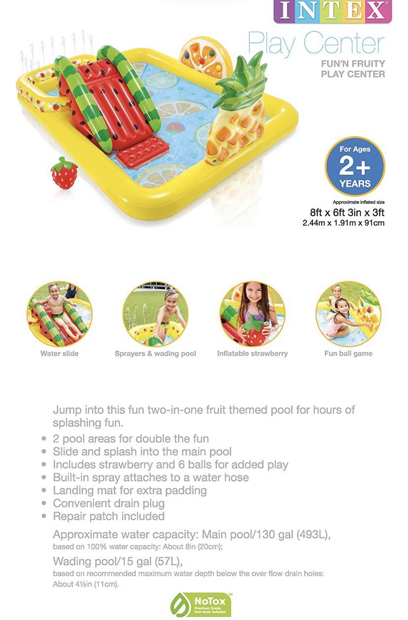 Intex Fun 'N Fruity Inflatable Kiddie Pool Play Center, Babies & Kids ...