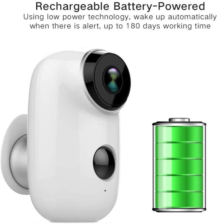 KNG.SDETER Outdoor Security Camera, 1080P Wireless Rechargeable Battery ...