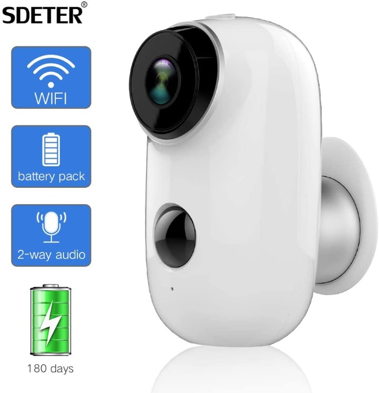 KNG.SDETER Outdoor Security Camera, 1080P Wireless Rechargeable Battery ...