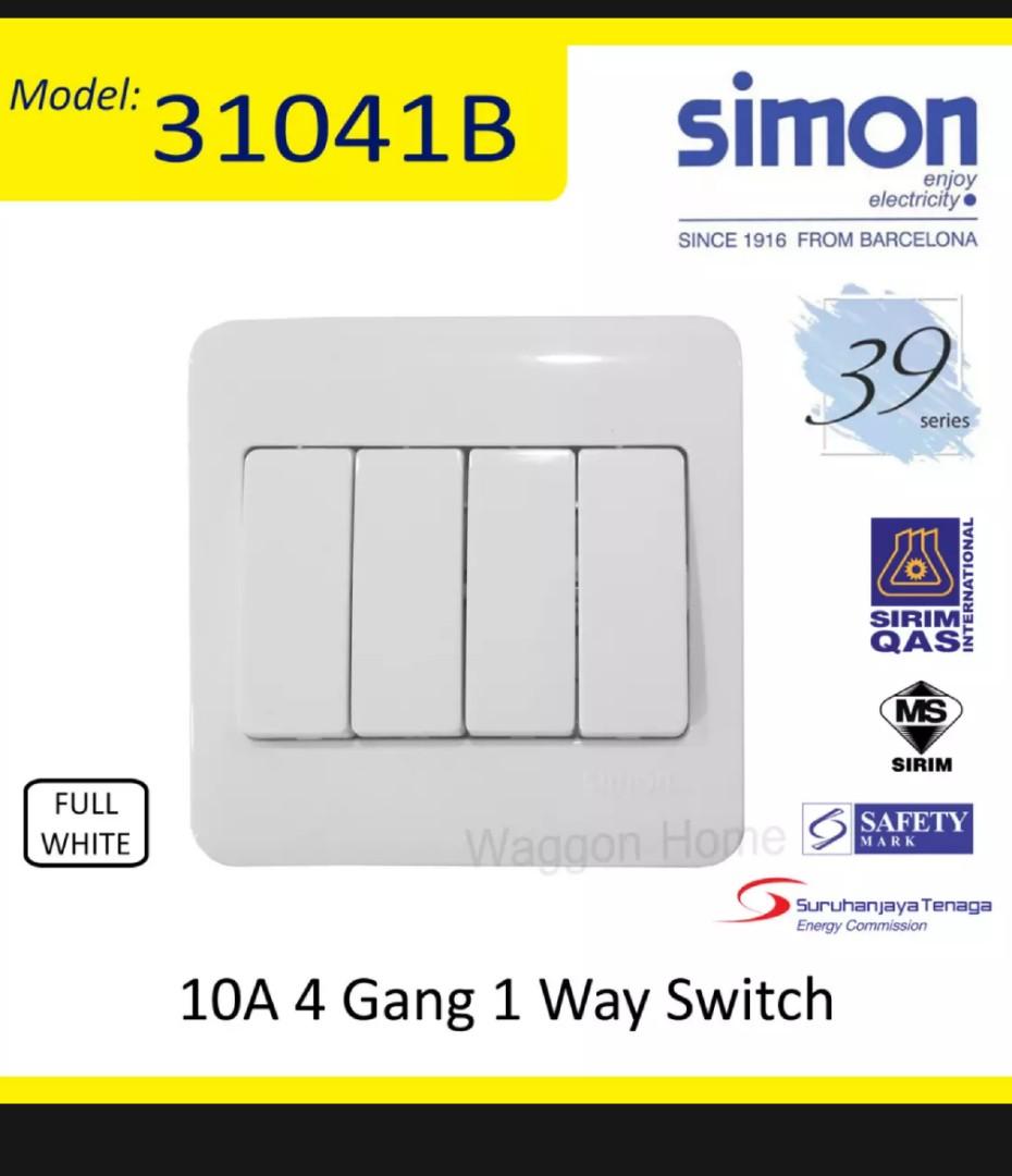 2x Simon E3 4 gang switch, TV & Home Appliances, TV & Entertainment, TV ...