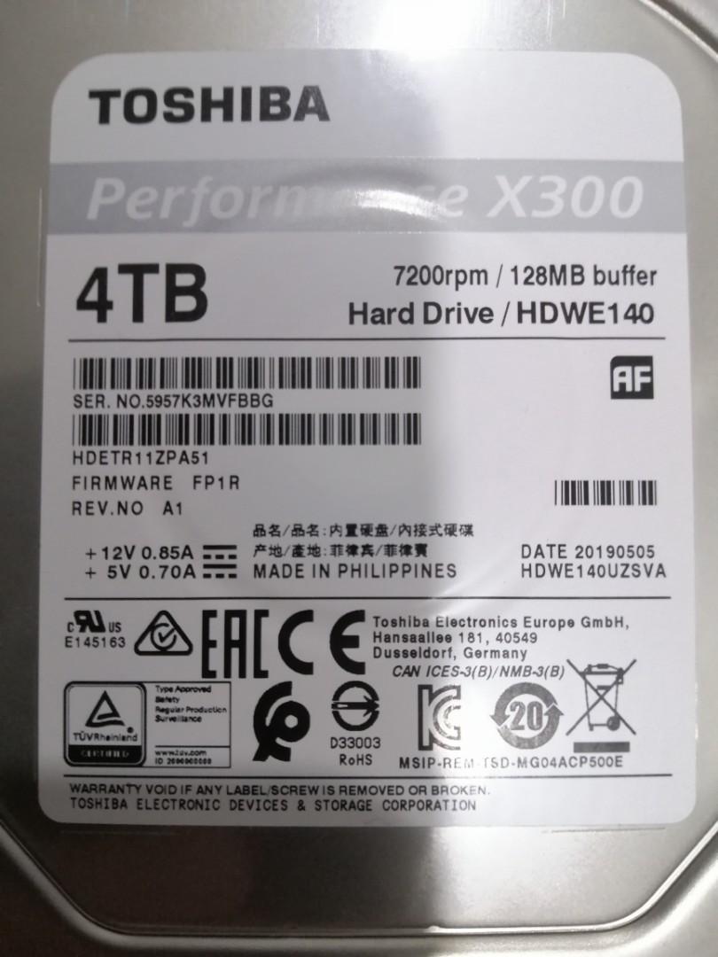 Toshiba X300 4TB hard disk, Computers & Tech, Parts & Accessories, Hard ...