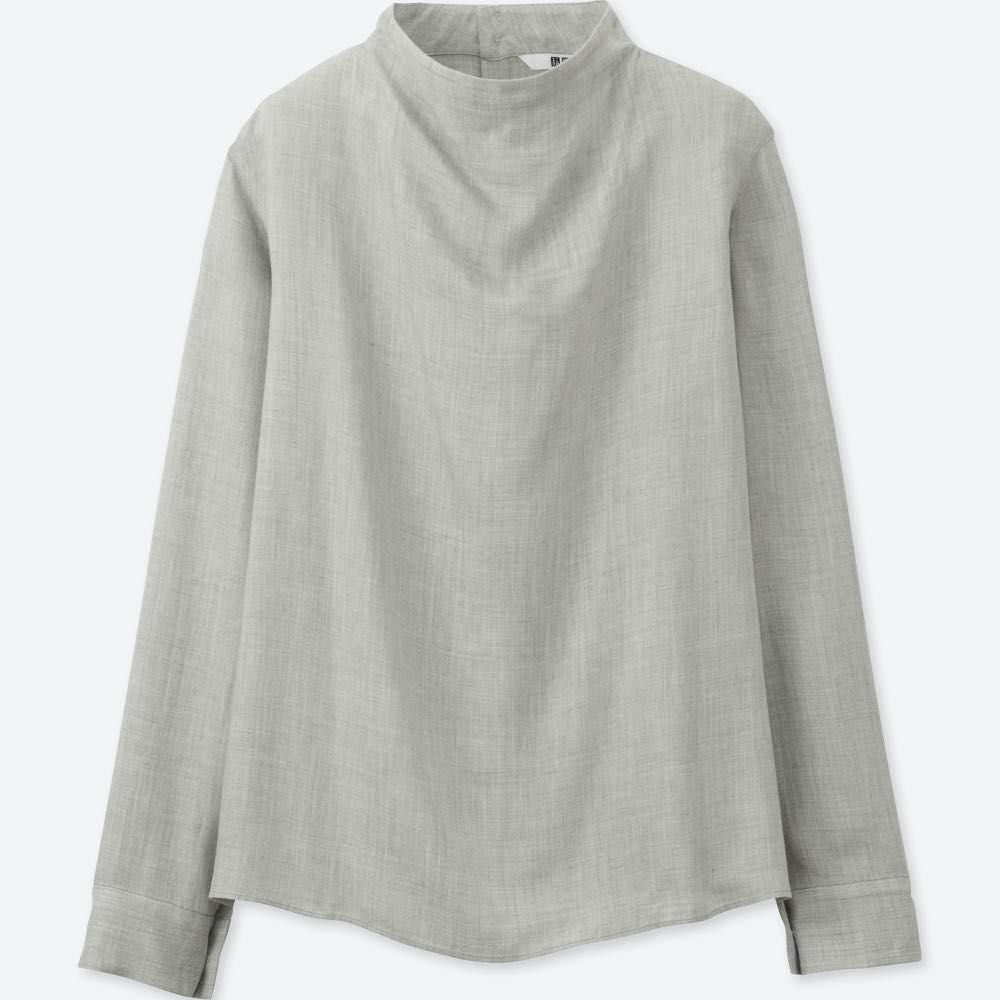 UNIQLO Light Gray Blouse, Women's Fashion, Tops, Blouses on Carousell