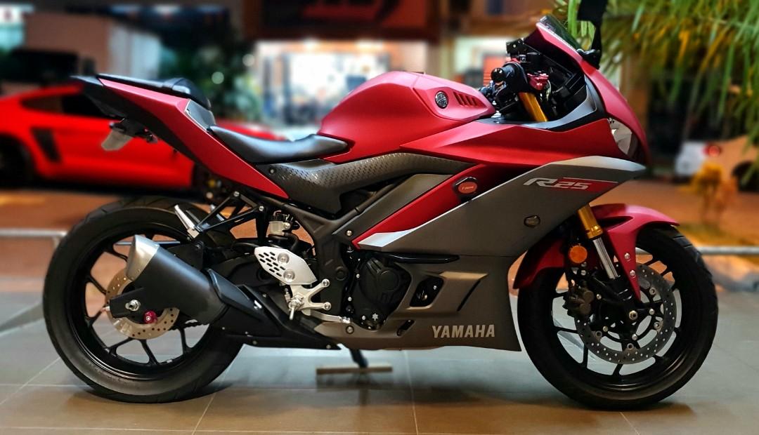 Yamaha R25 2019 V2 Matte Red CANTIK, Motorbikes on Carousell