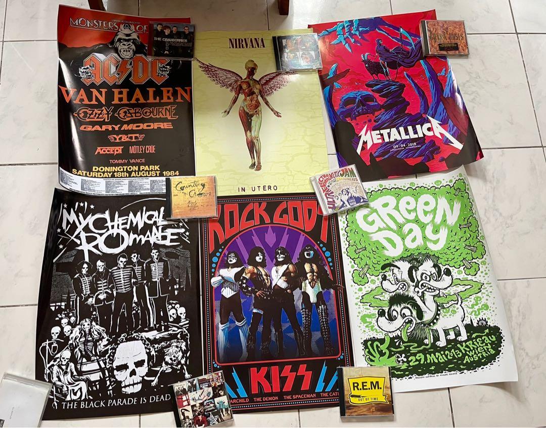 Bundle of Rock band wall posters Medium Frame 46x61 cm, Furniture ...