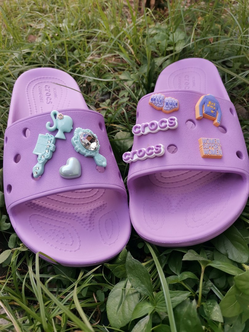 Crocs Classic Slides Orchid Size M7/W9, Women's Fashion, Footwear ...