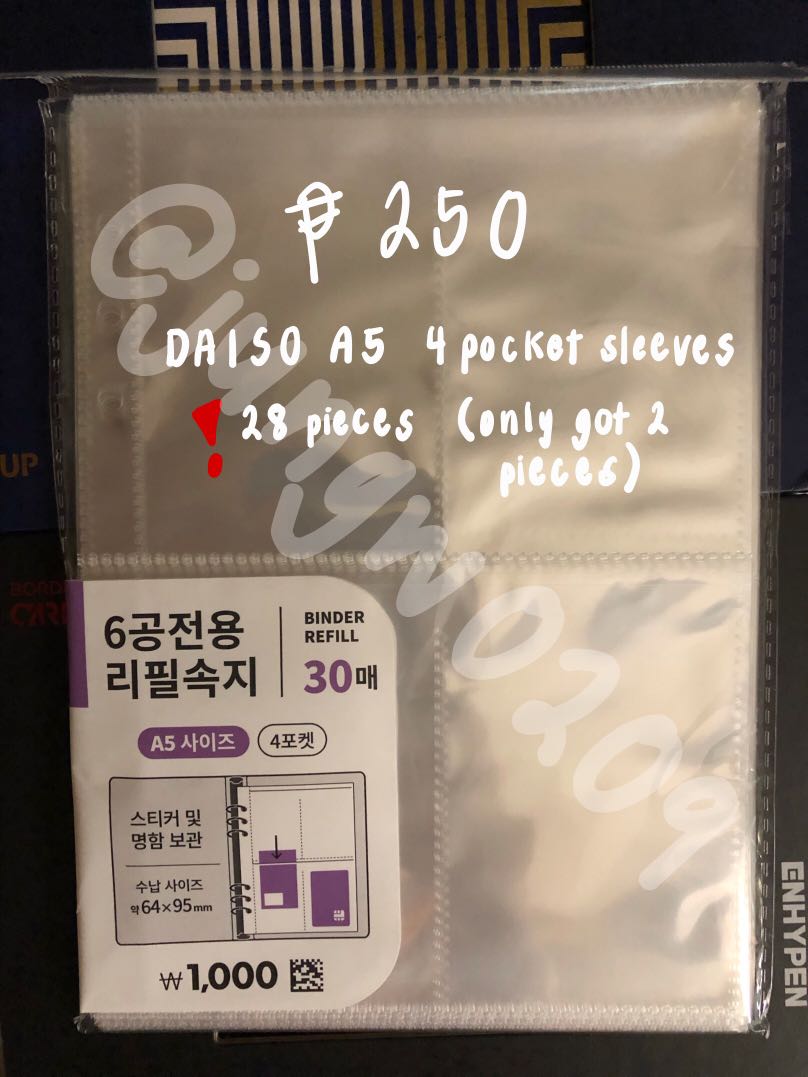 Daiso A5 4-pocket sleeves, Hobbies & Toys, Memorabilia & Collectibles ...