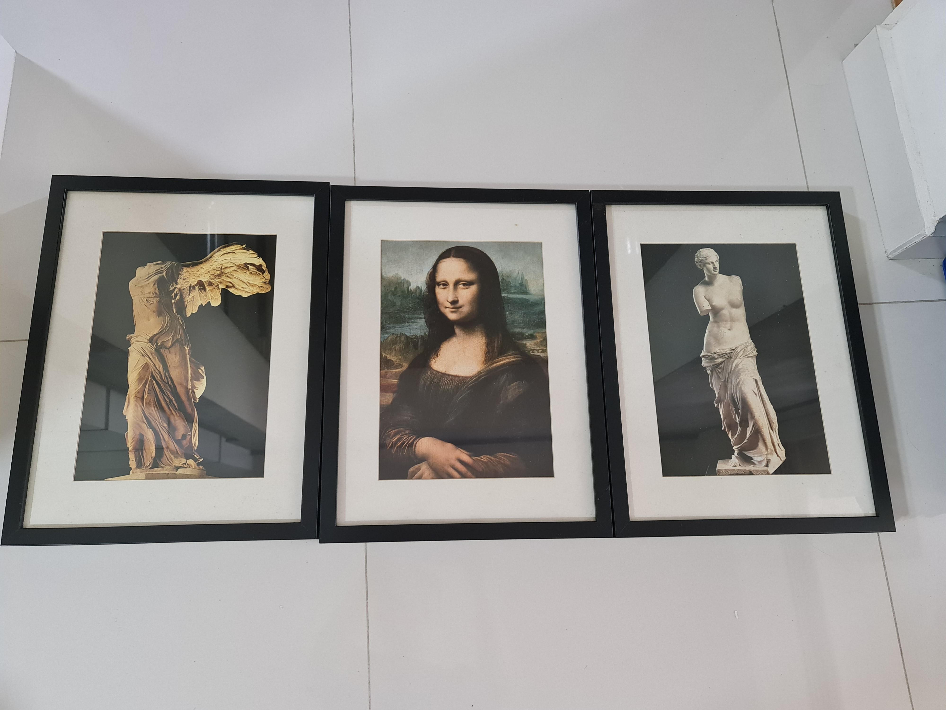 Framed pictures of mona lisa, the winged victory of samothrace, the ...