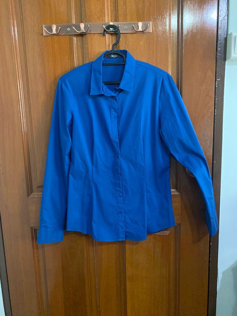 G2000 Woman Blue Formal Shirt, Women's Fashion, Tops, Blouses on Carousell