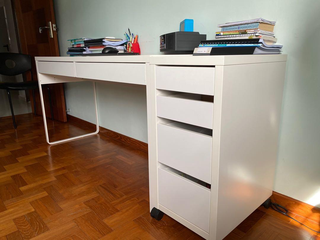 Ikea Micke Desk and Drawer, Furniture & Home Living, Furniture, Tables ...