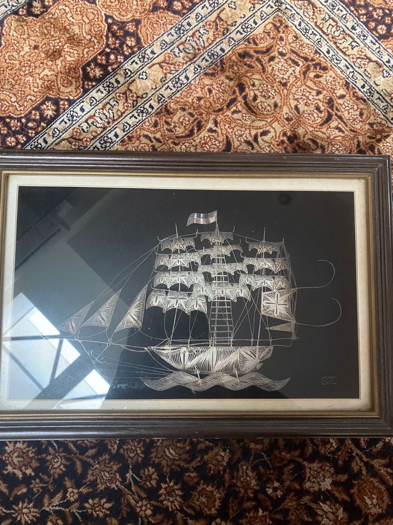 Indonesian Silver Metal Thread Boat Artwork, Hobbies & Toys, Stationery ...