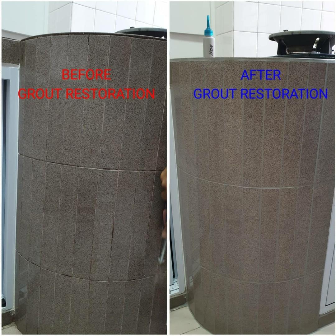 Kitchen Countertop Tiles Grout Restoration & Grout Sealing, Home ...