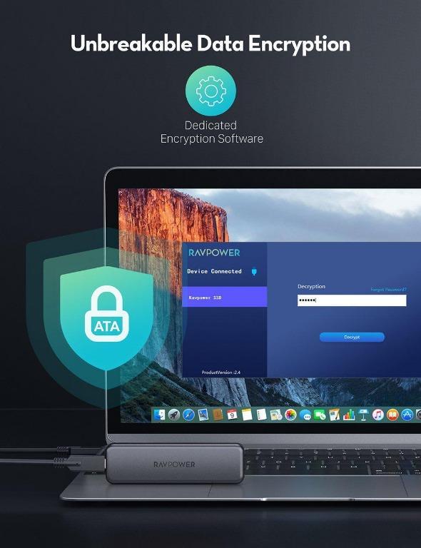RAVPower Mini External SSD Hard Drive (1 TB) Portable SSD USB-C Solid ...