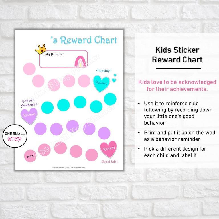 Reward Sticker Chart Kids Reward Chart, Girl Sticker Chart Potty Chart ...