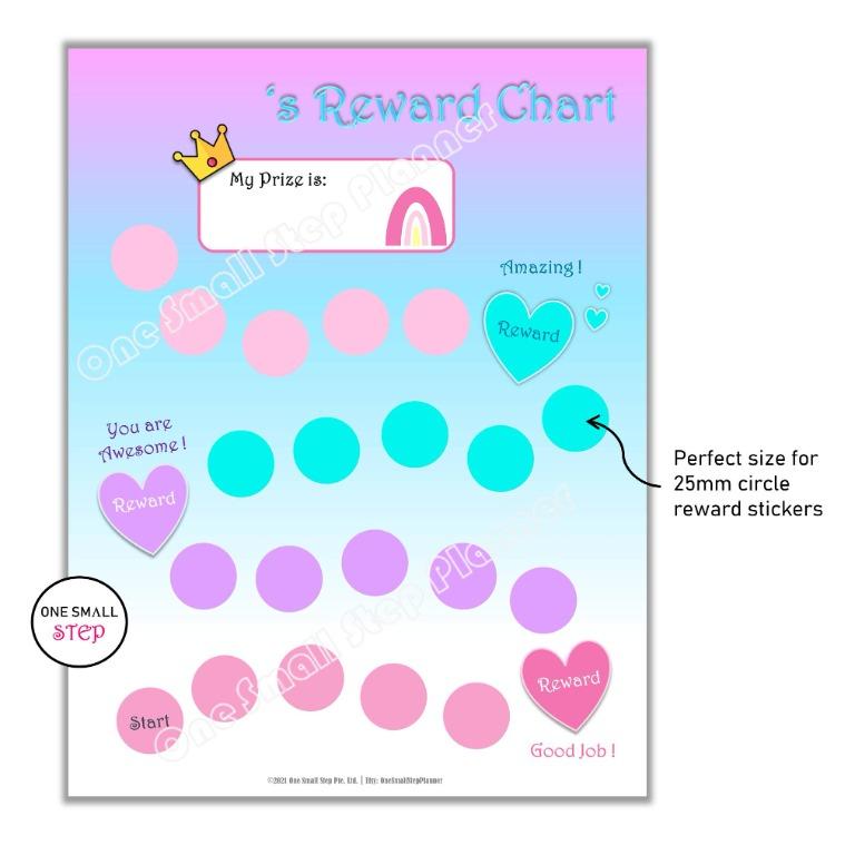 Reward Sticker Chart Kids Reward Chart, Girl Sticker Chart Potty Chart ...