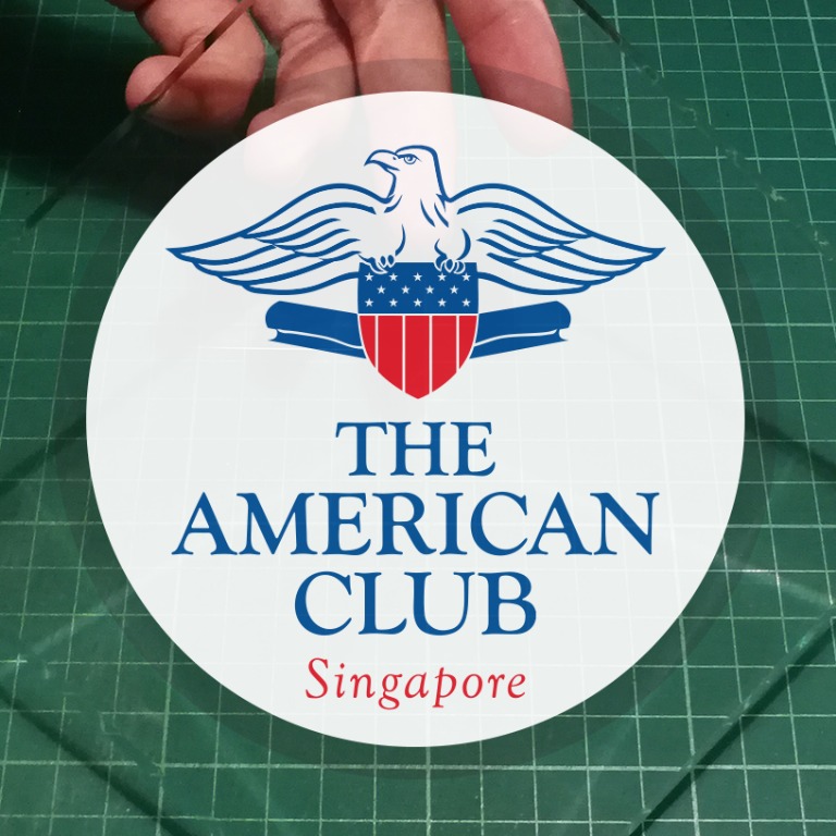 The American Club Singapore . Static Cling Souvenir / Car Decal . 11cm ...