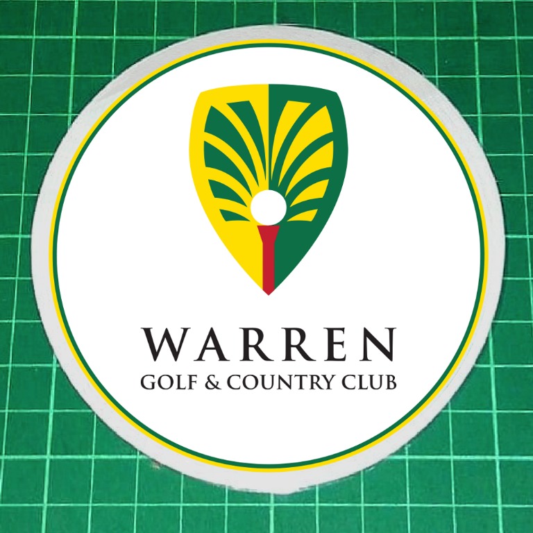 WARREN GOLF & COUNTRY CLUB . Static Cling Souvenir / Car Decal . 11cm ...