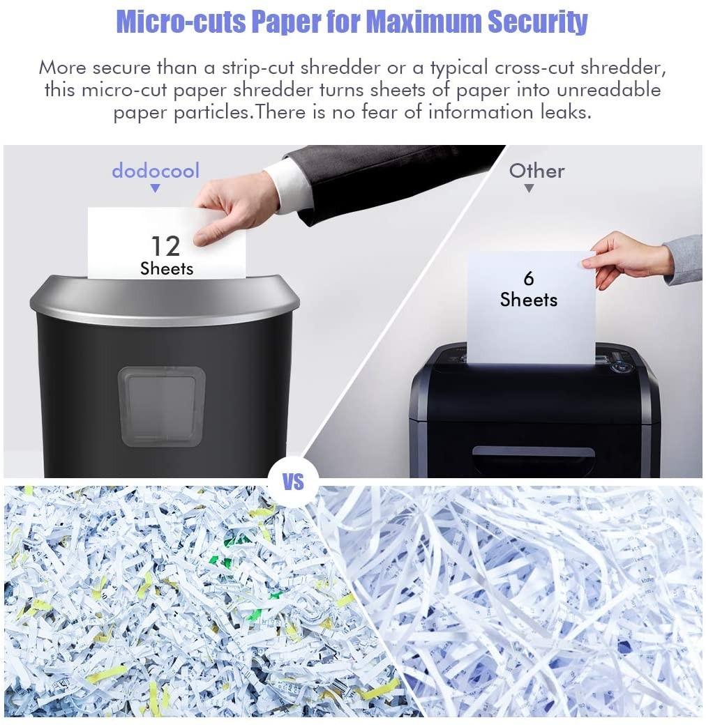 12 Sheet Cross Cut Paper Shredder, dodocool Credit Card Shredder for ...