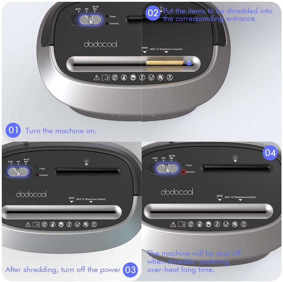 12 Sheet Cross Cut Paper Shredder, dodocool Credit Card Shredder for ...