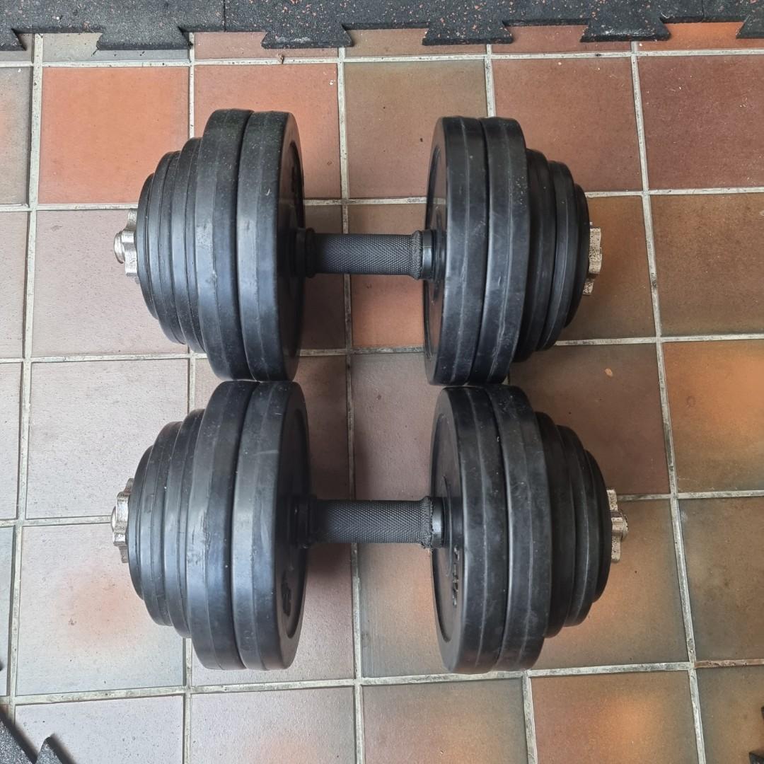 30kg Adjustable Dumbbells (60kg in total), Sports Equipment, Exercise ...