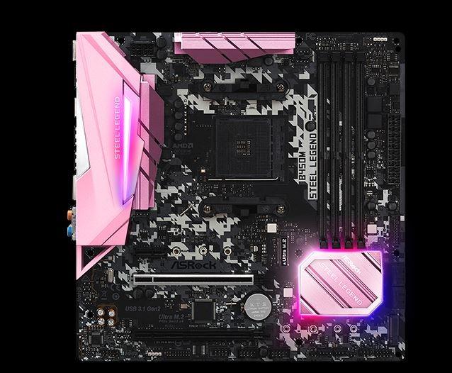 Asrock B450M Steel Legend Pink Limited Edition AMD Socket AM4 mATX ...
