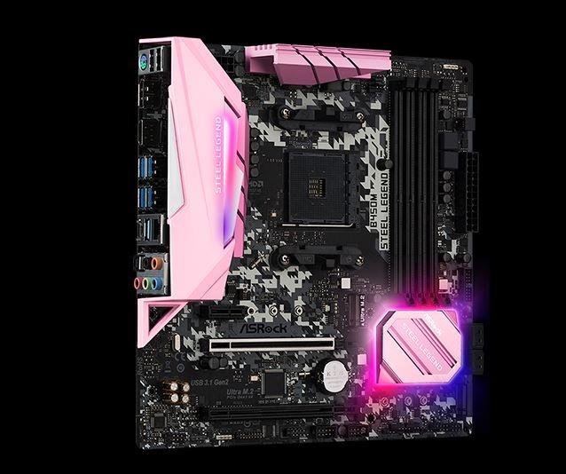 Asrock B450M Steel Legend Pink Limited Edition AMD Socket AM4 mATX ...