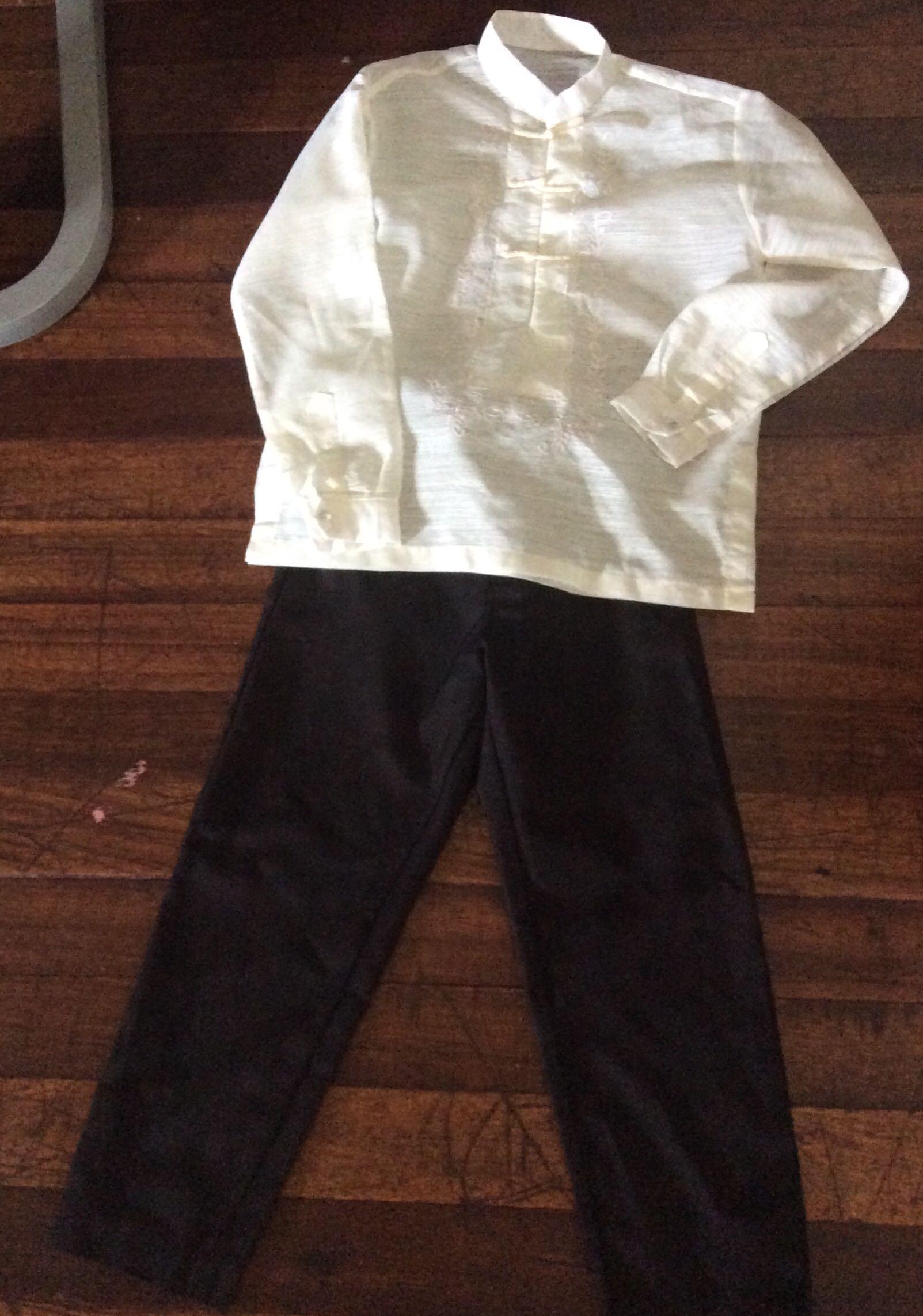 Barong Tagalog and Black pants Linggo ng Wika 9 to 12 yrs old, Babies ...