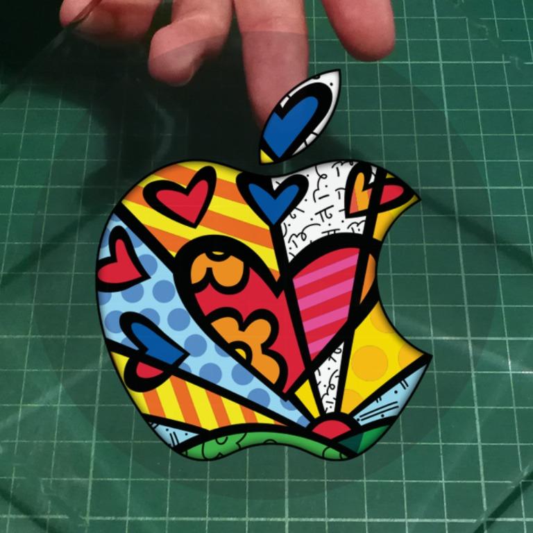 Britto Butterfly Apple logo . Static Cling Souvenir / Car Decals . 11cm ...