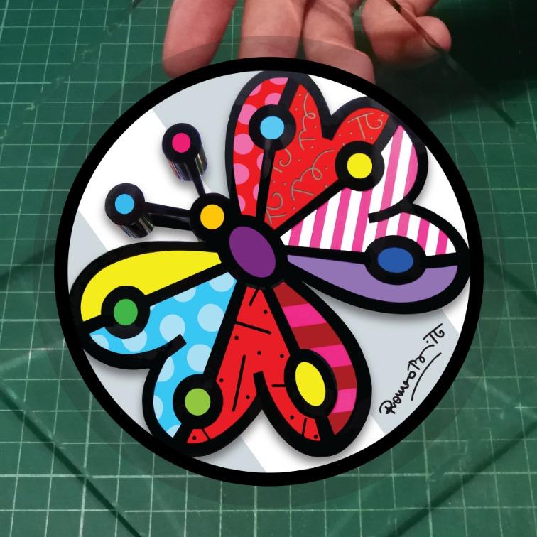 Britto Butterfly Apple logo . Static Cling Souvenir / Car Decals . 11cm ...