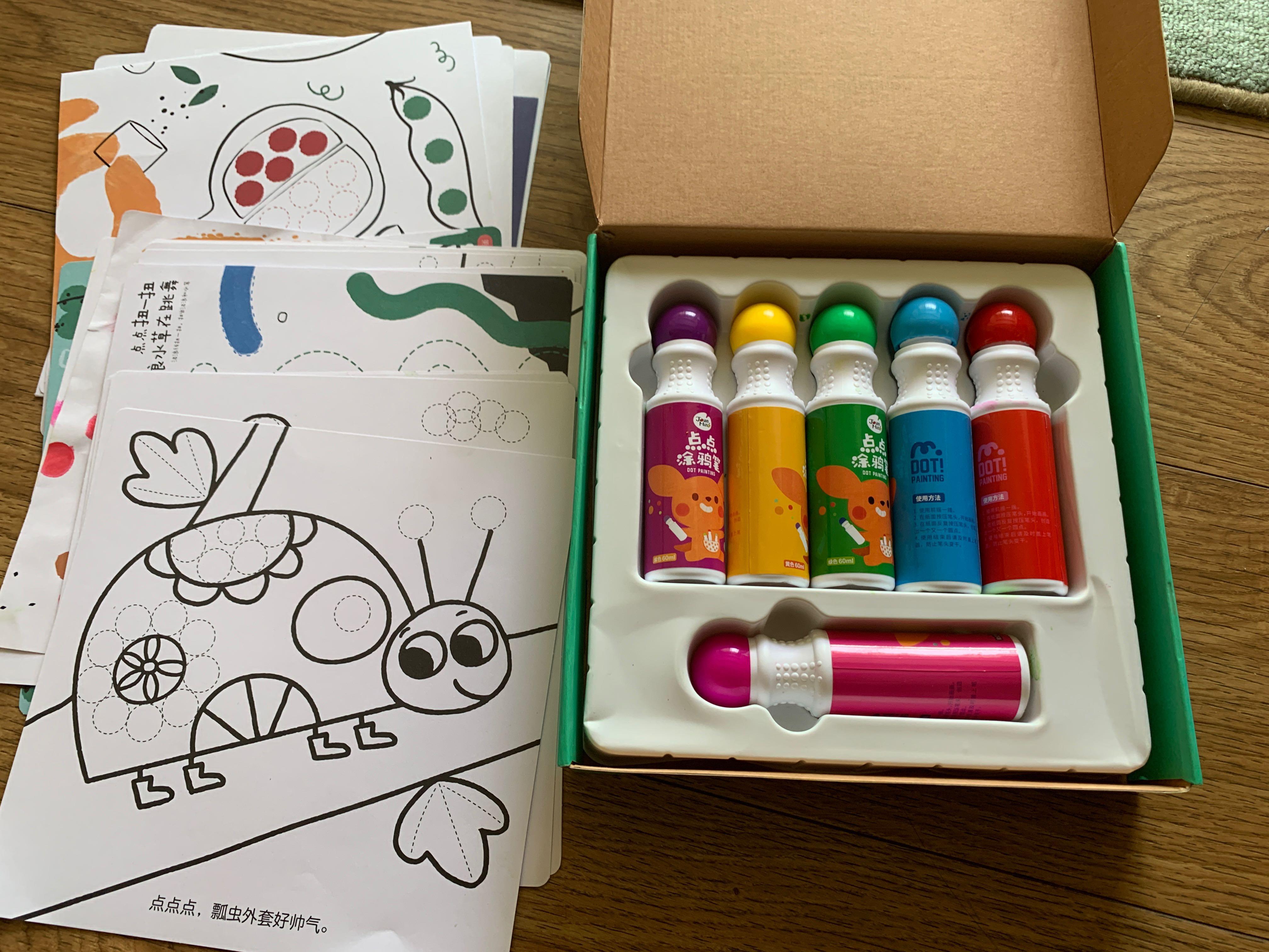 Dot painting set (6 dot markers + 51 coloring sheets), Hobbies & Toys ...