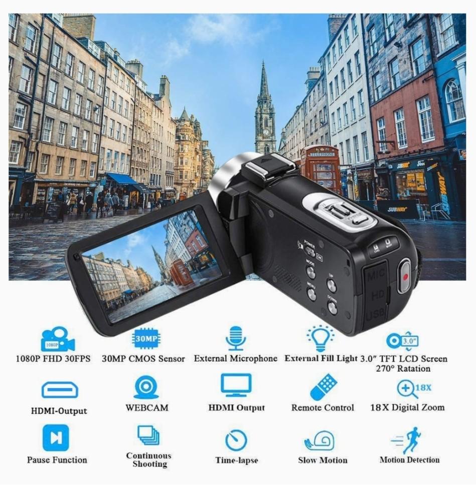 FHD Video Camera Camcorder, 1080P 24.0 Mega Pixels High Definition ...