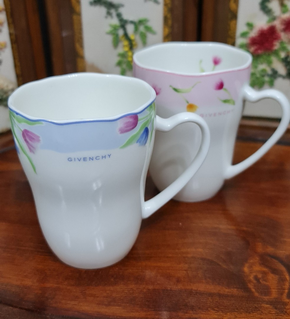 Beautiful Givenchy Tulip Couple Mugs (10cm x 7.5cm), Furniture & Home ...
