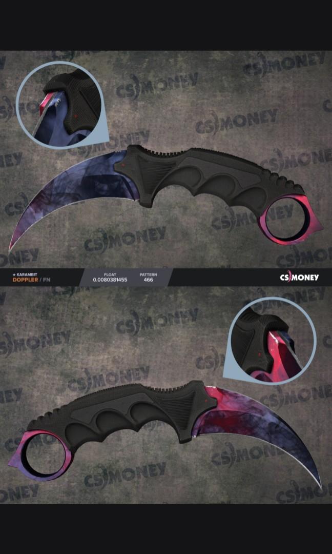 Karambit Doppler Phase 1 FN 0.008 fv CSGO Knife, Video Gaming, Gaming ...