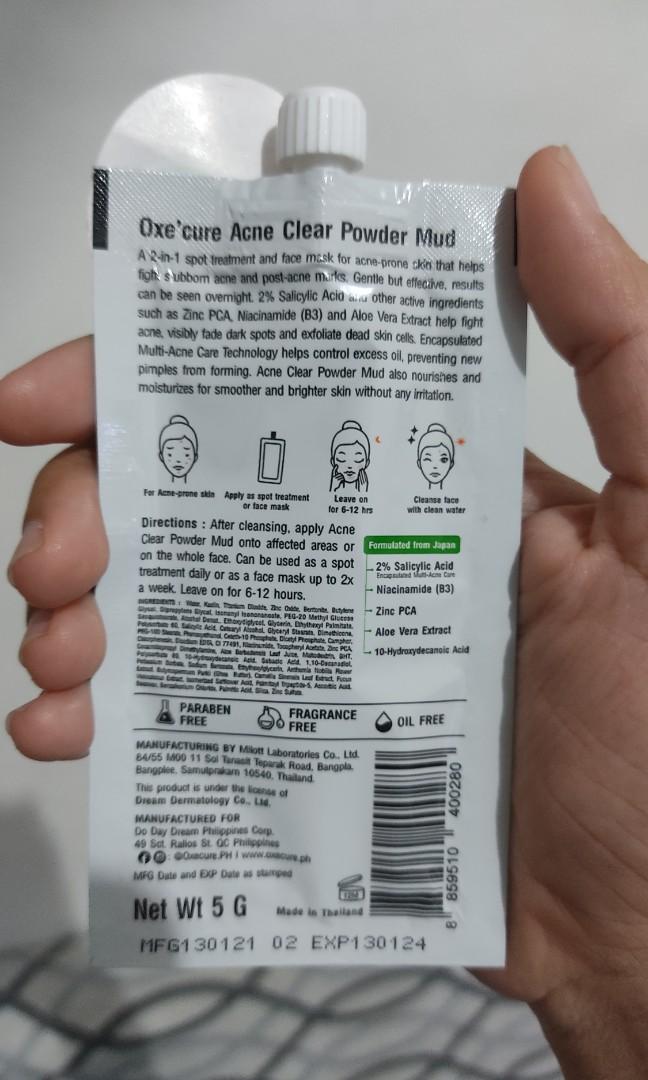 Oxecure Acne Clear Powder Mud, Beauty & Personal Care, Face, Face Care ...