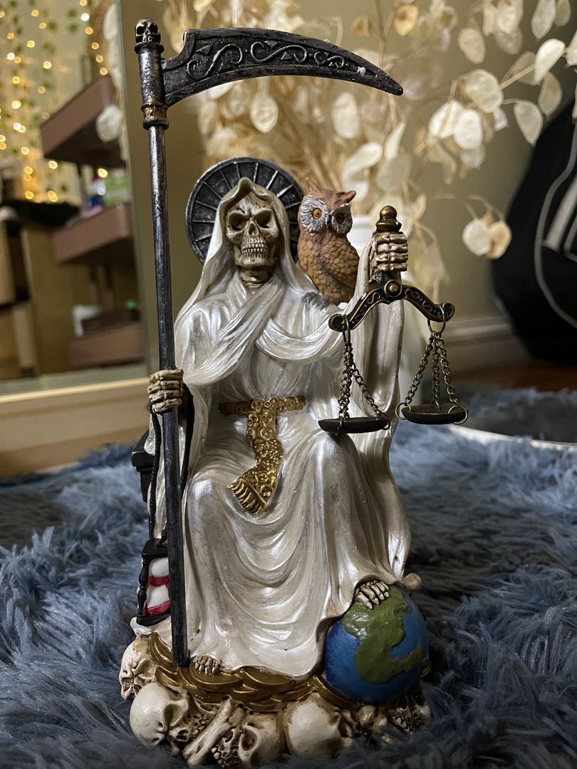 Santa Muerte Saint of Holy Death Seated Religious Statue 9 Inch ...
