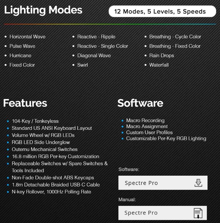 Tecware Spectre Pro RGB Mechanical Premium Gaming Hotswap Full Sized ...