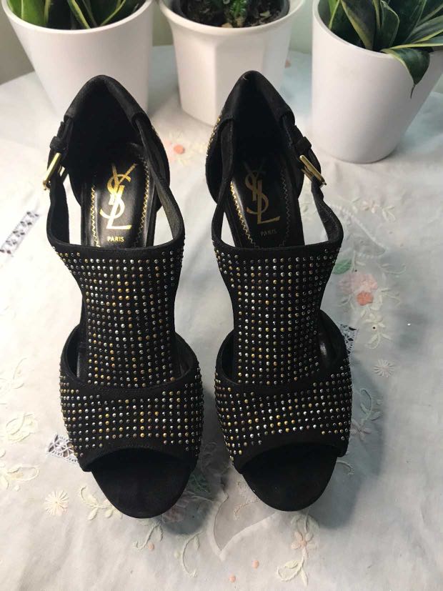 YSL Low heel Sandals, Women's Fashion, Footwear, Heels on Carousell