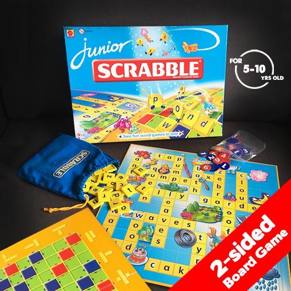 2-in-1 SCRABBLE JUNIOR Children Crossword Puzzle Game Play Set for 2 to ...